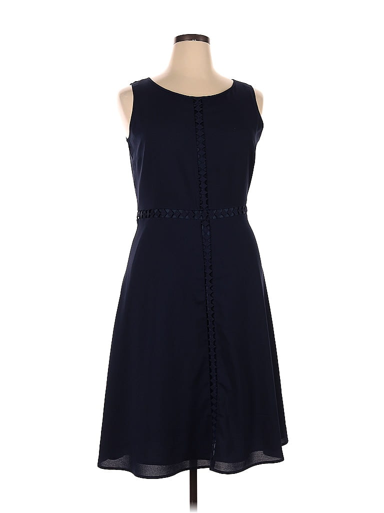 Talbots Outlet 100 Polyester Solid Blue Casual Dress Size 14 55 Off