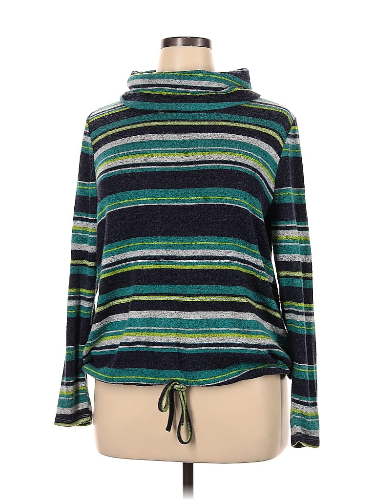 Lane Bryant Stripes Green Turtleneck Sweater Size 14 - 16 Plus (Plus ...