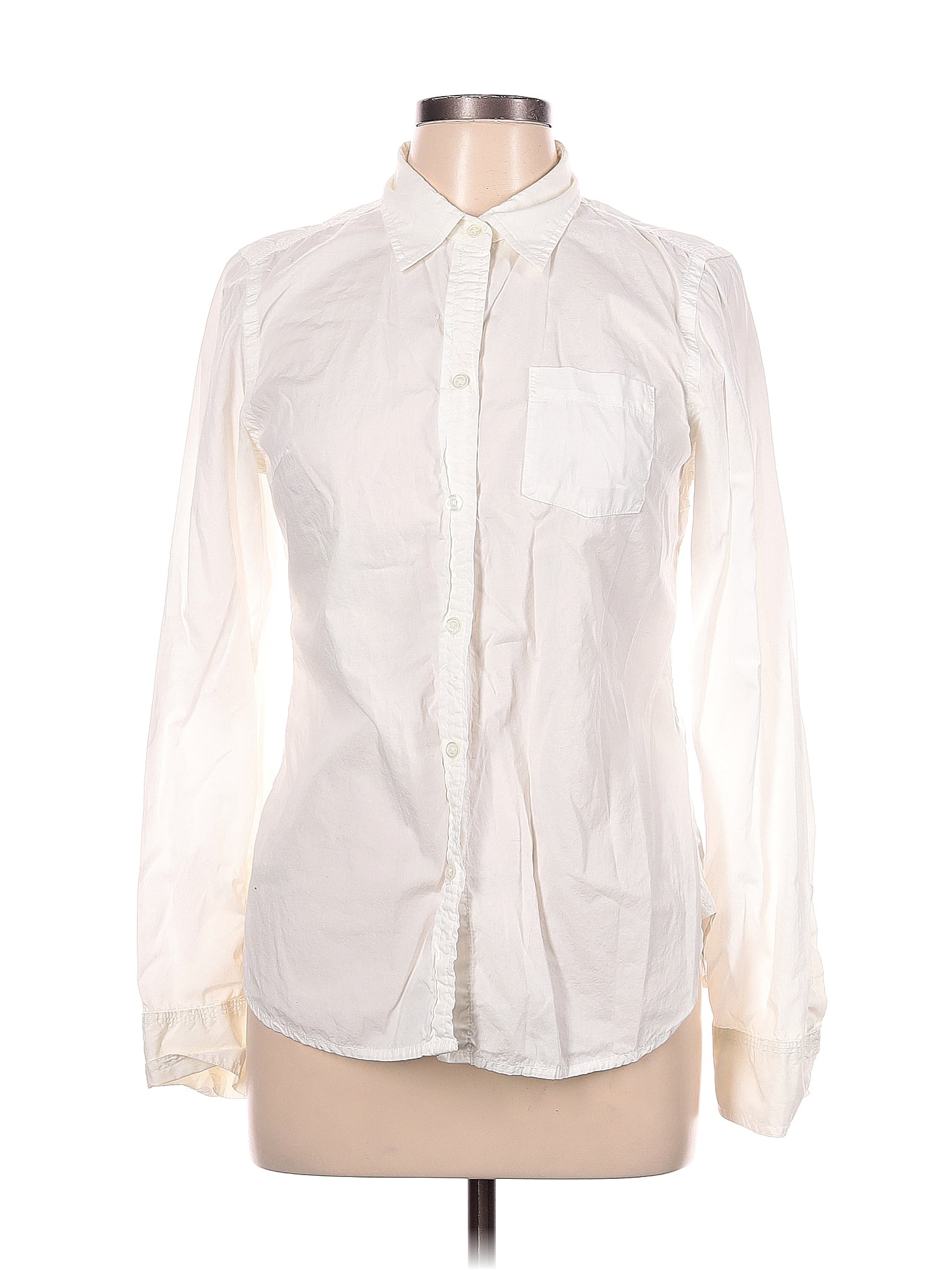 American Eagle Outfitters 100% Cotton Ivory Long Sleeve Button-Down Shirt Size 10 - 56% off ...