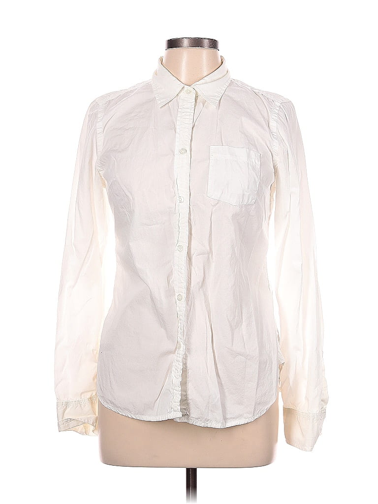 American Eagle Outfitters 100% Cotton Ivory Long Sleeve Button-Down Shirt Size 10 - 56% off ...