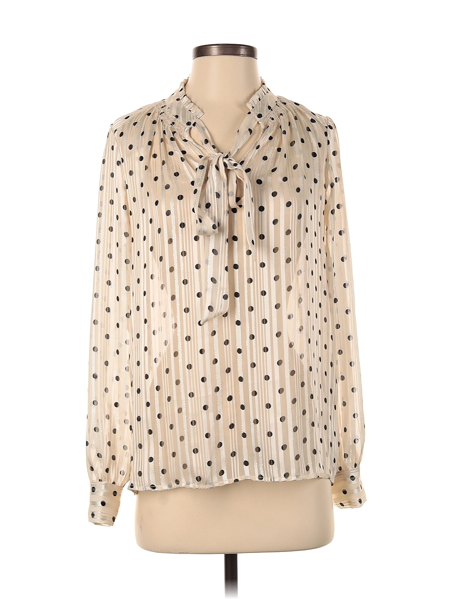 Rachel Zoe 100% Polyester Polka Dots Ivory Long Sleeve Blouse Size S ...