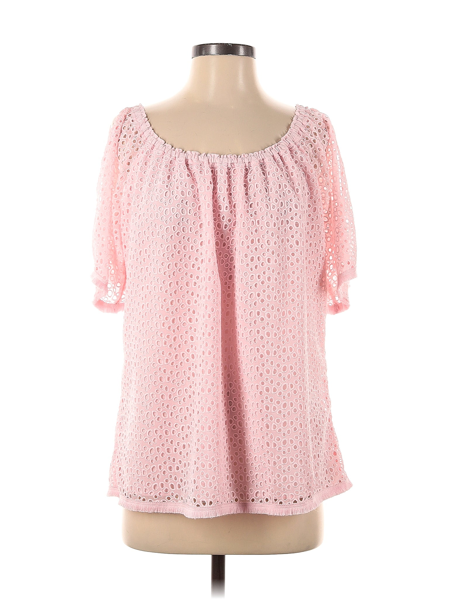 Lilly Pulitzer 100 Polyester Pink Short Sleeve Blouse Size M 68 Off