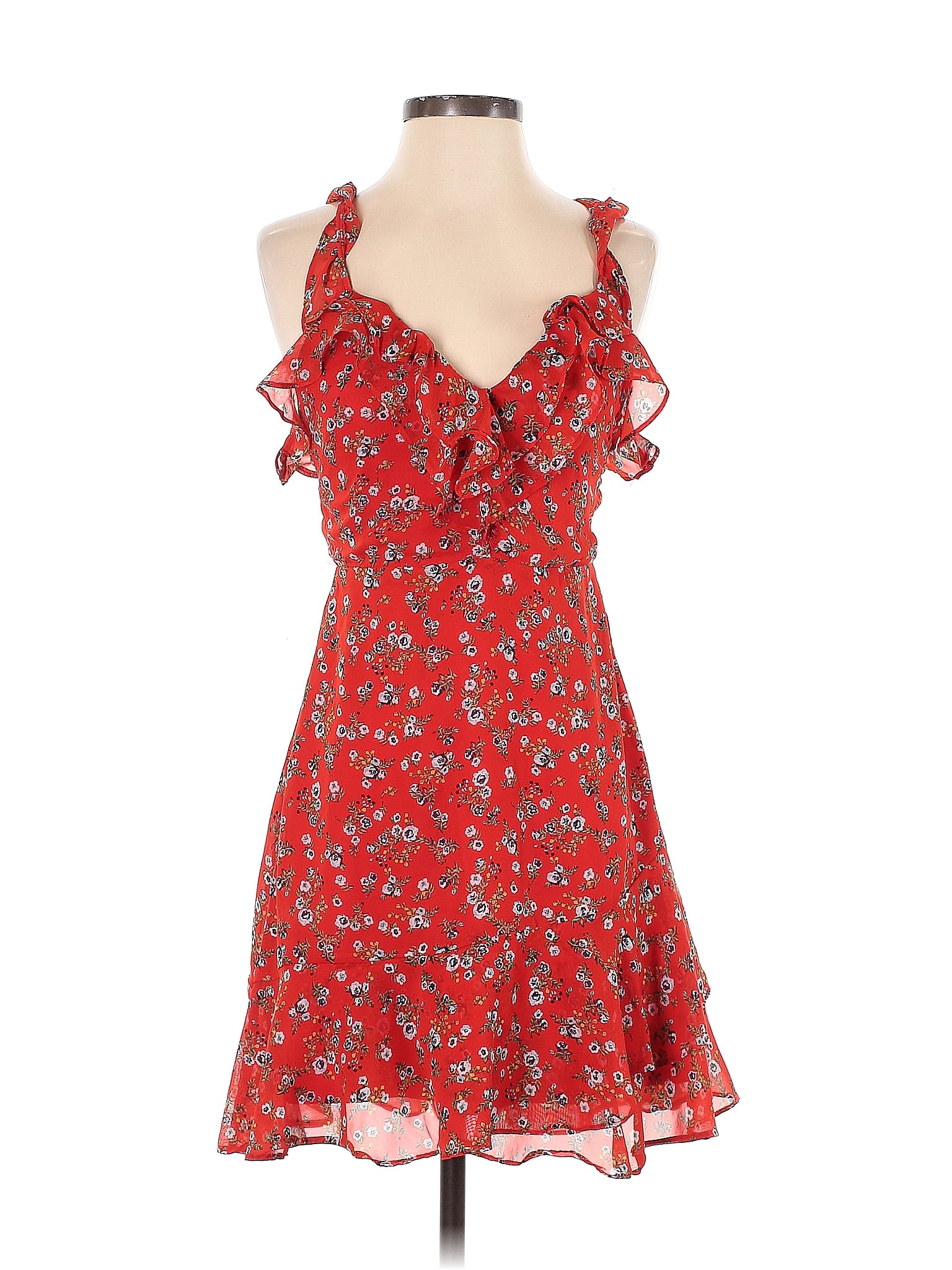 Lulus 100 Polyester Floral Motif Paisley Floral Hearts Red Casual