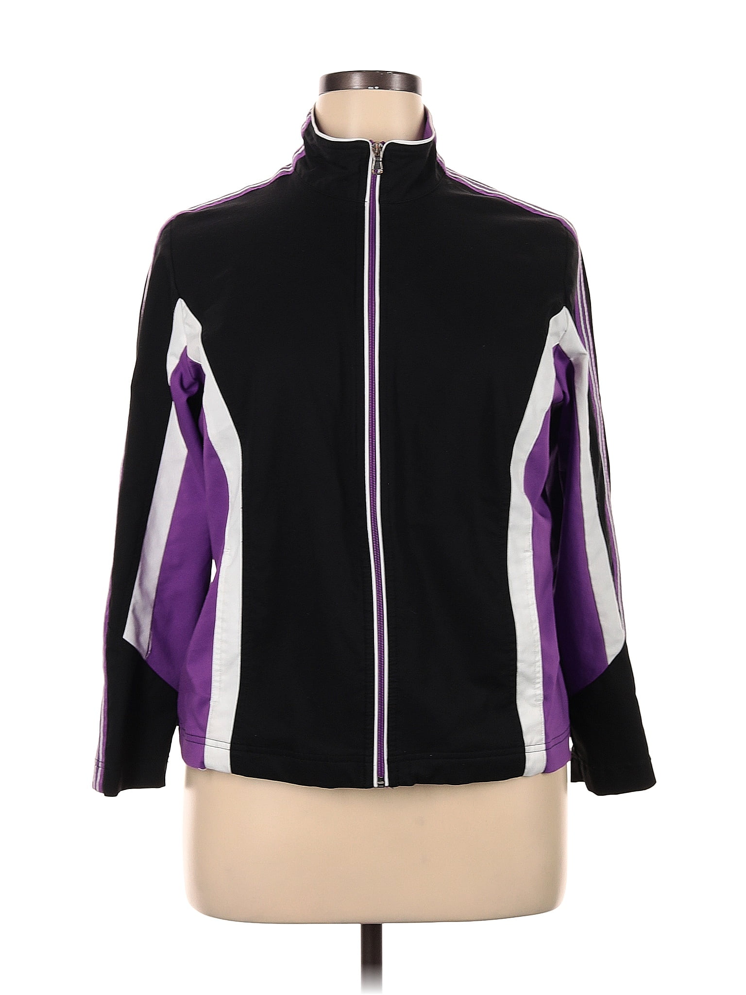 JCPenney 100% Polyester Stripes Color Block Purple Track Jacket Size XL ...