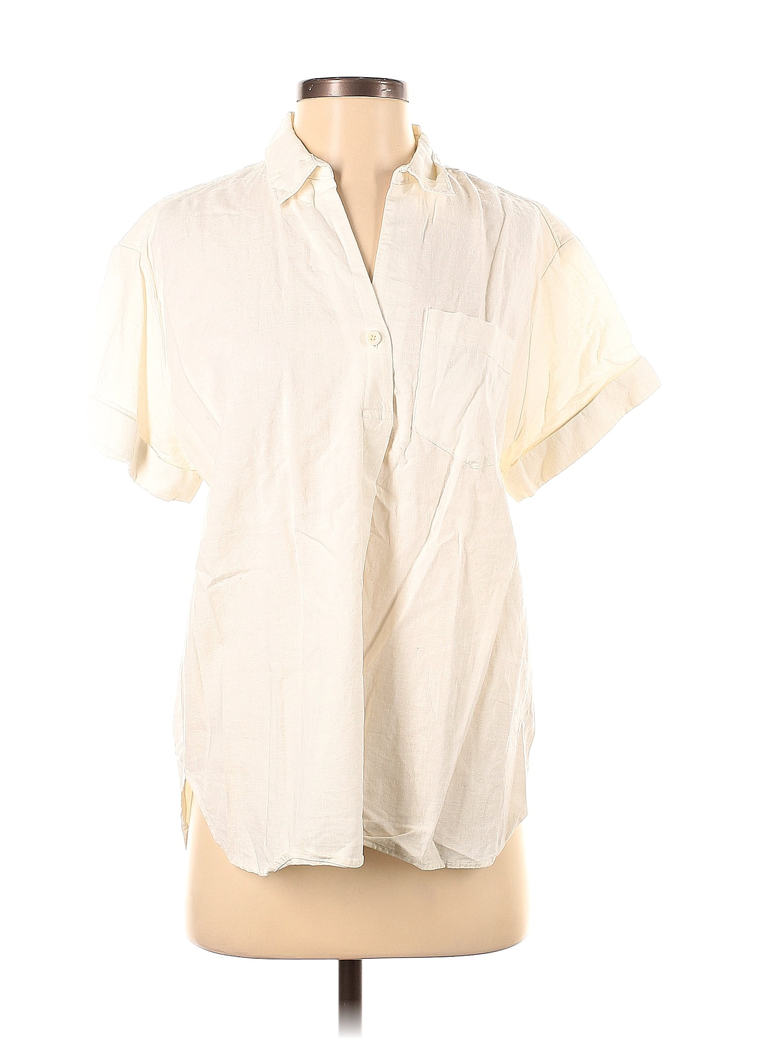 Madewell Ivory Short Sleeve Button Down Shirt Size S 68 Off Thredup