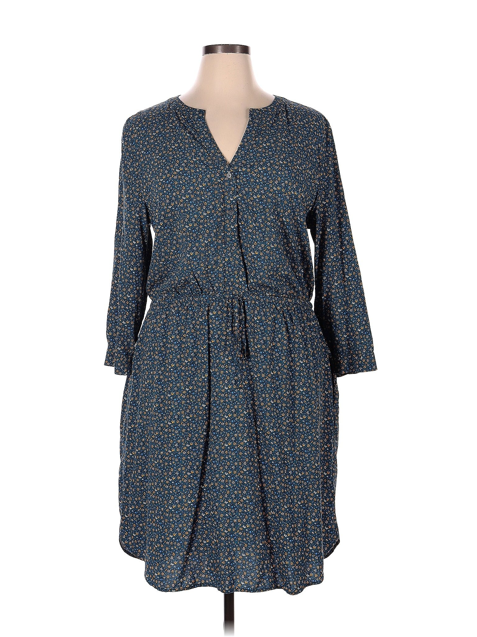 Ann Taylor Loft Outlet 100 Rayon Blue Casual Dress Size Xl 42 Off