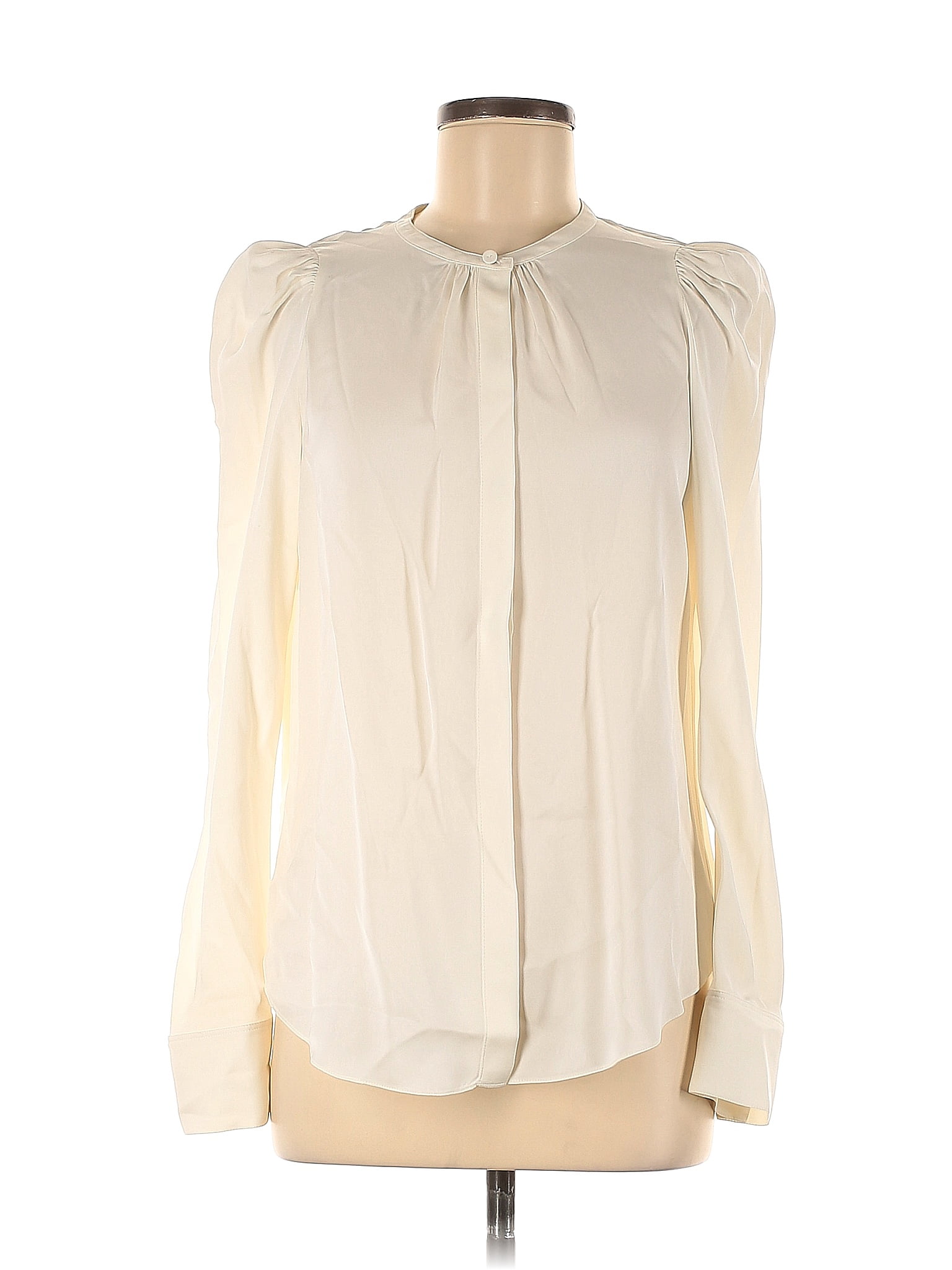 Theory 100 Silk Ivory Long Sleeve Blouse Size M 81 Off Thredup