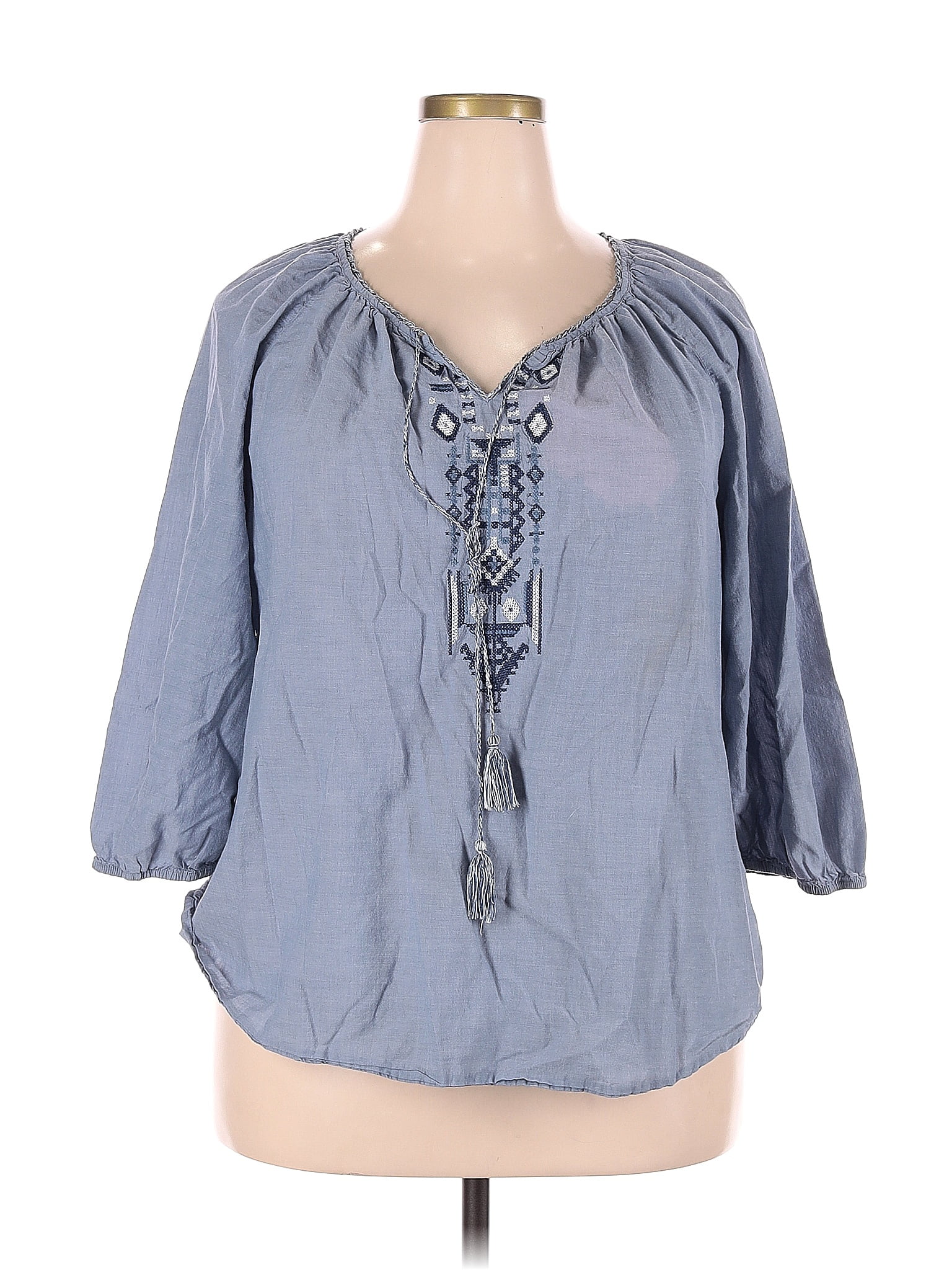 db established 1962 100% Cotton Blue Long Sleeve Top Size 2X (Plus ...