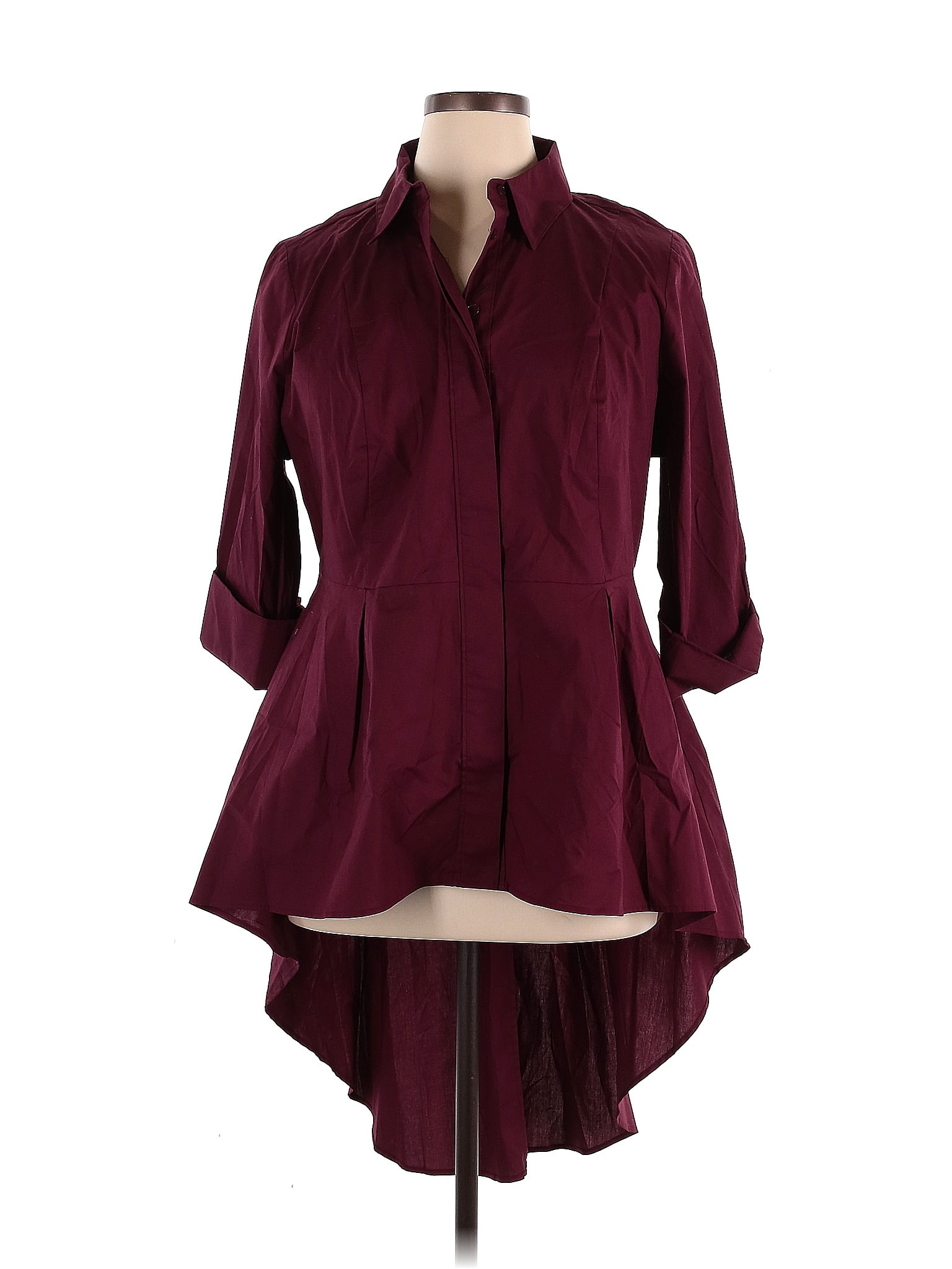 Lane Bryant Burgundy Long Sleeve Button Down Shirt Size 14 Plus 63