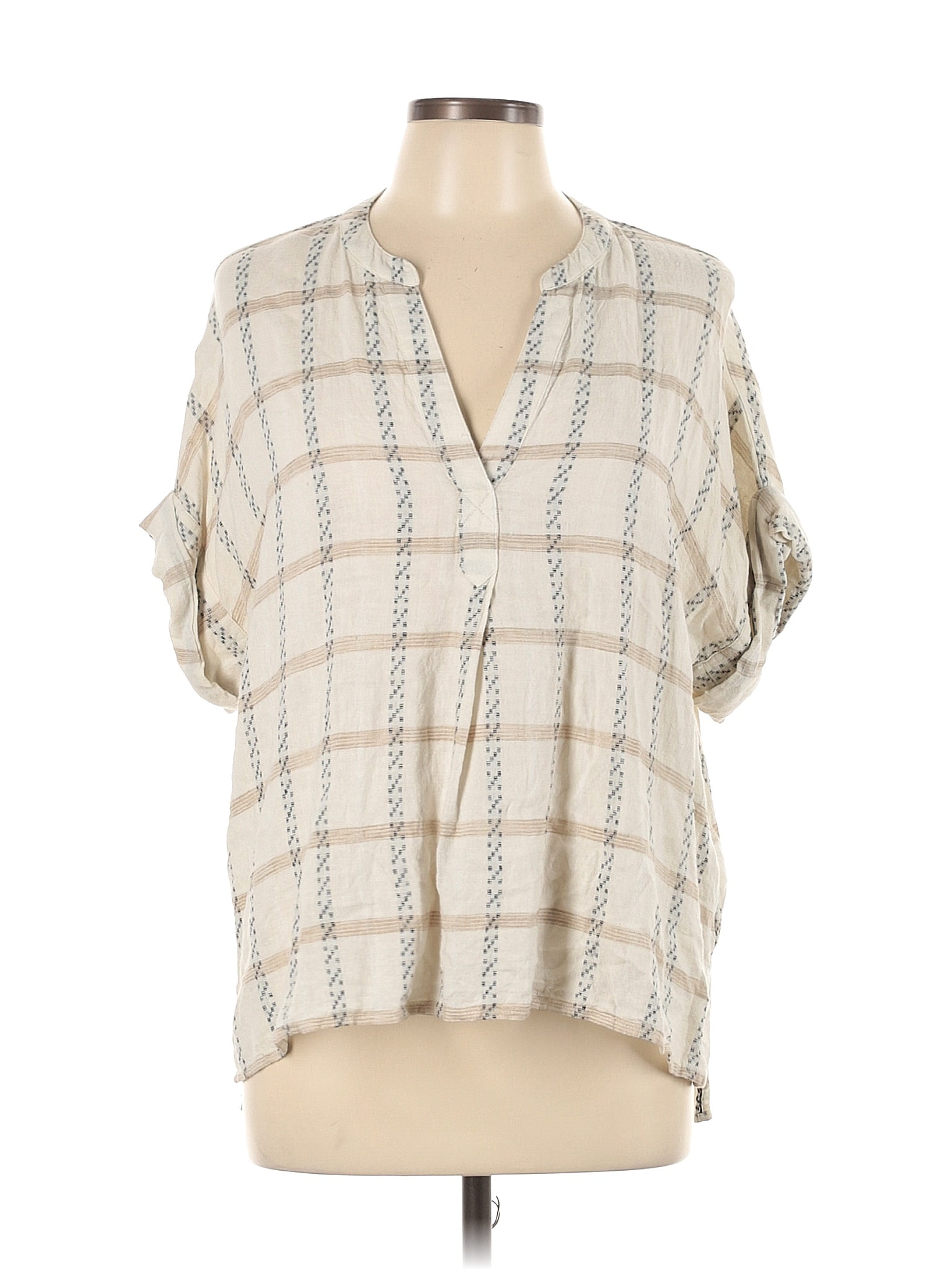 Madewell Tan Short Sleeve Blouse Size L 60 Off Thredup