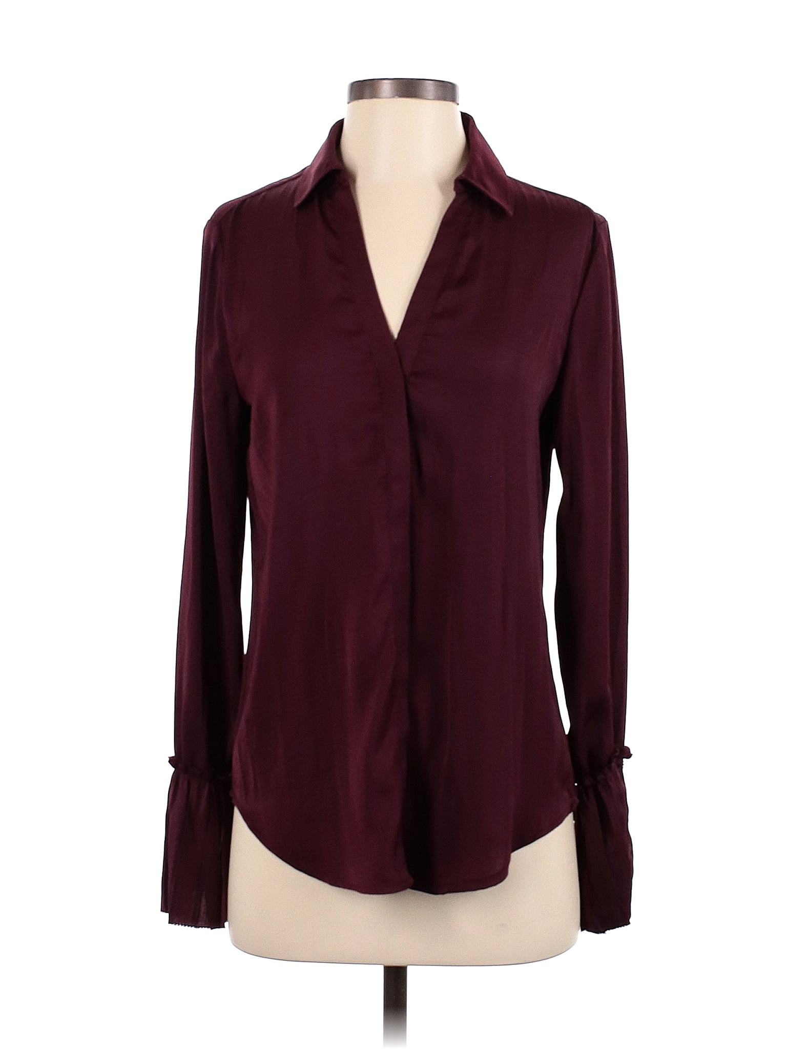 Paige Burgundy Long Sleeve Blouse Size S 81 Off Thredup