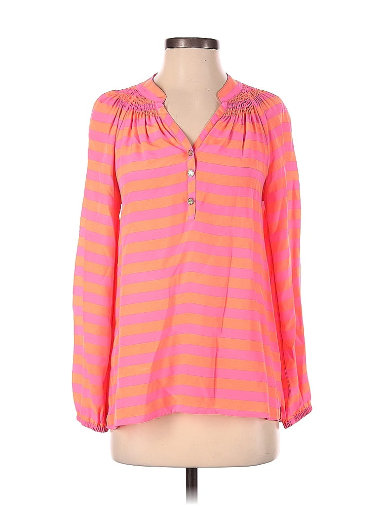 Lilly Pulitzer 100% Silk Pink Long Sleeve Silk Top Size XS - 82% off | ThredUp