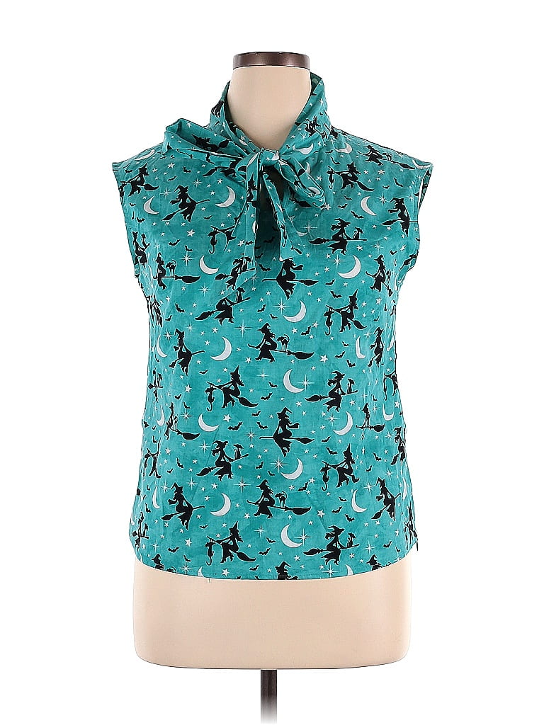 Retrolicious Teal Sleeveless Blouse Size XL - 73% off | ThredUp