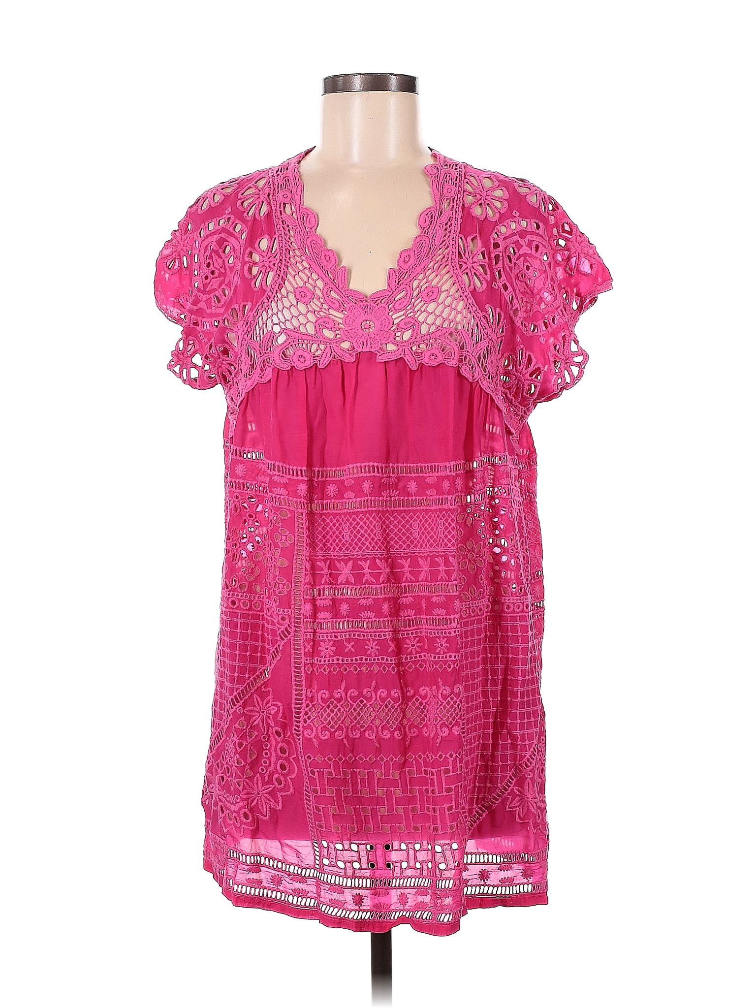 Johnny Was 100 Rayon Pink Short Sleeve Blouse Size M 78 Off Thredup