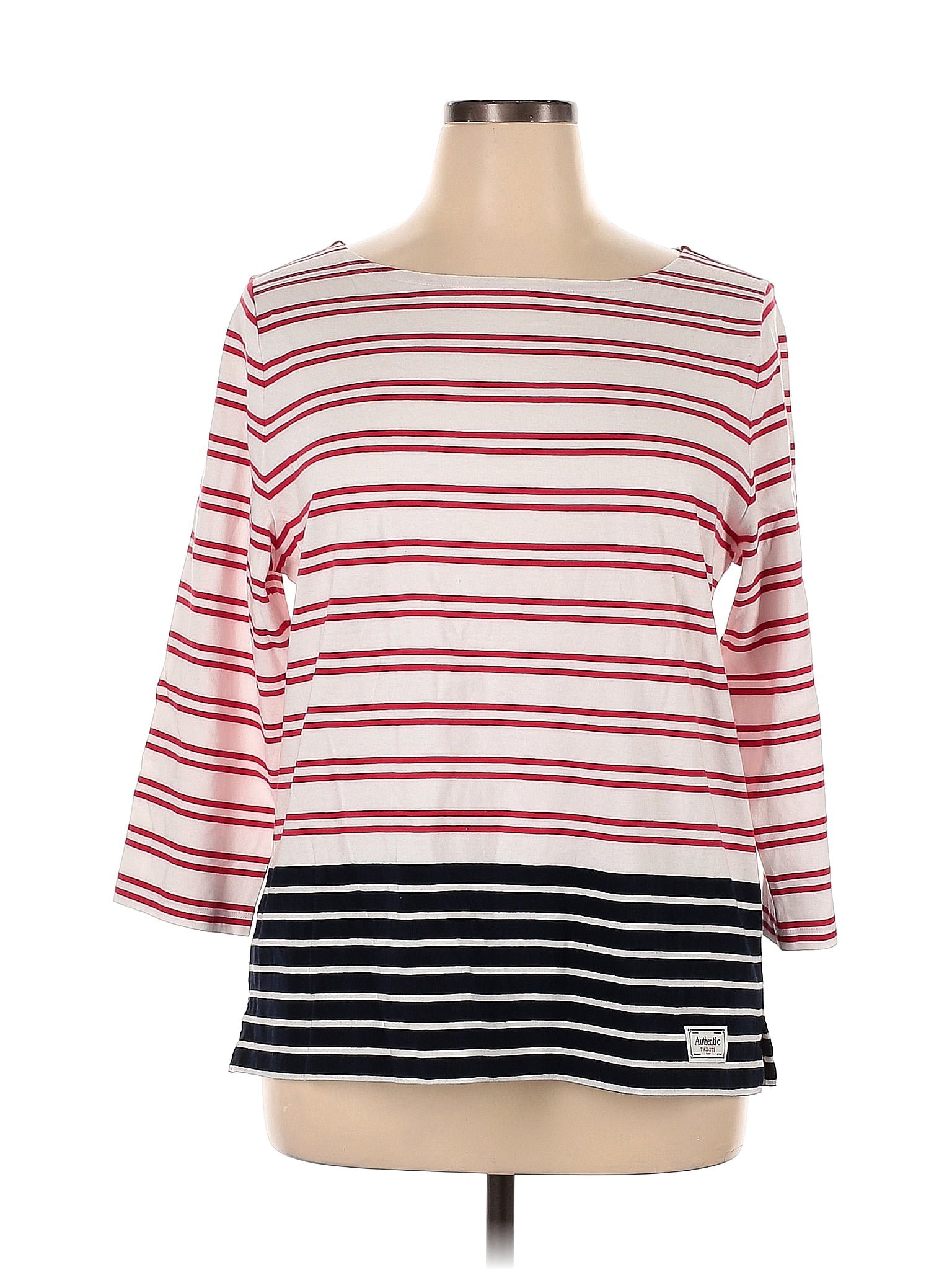 Talbots 100% Cotton Stripes Red Long Sleeve T-Shirt Size XL - 64% off ...