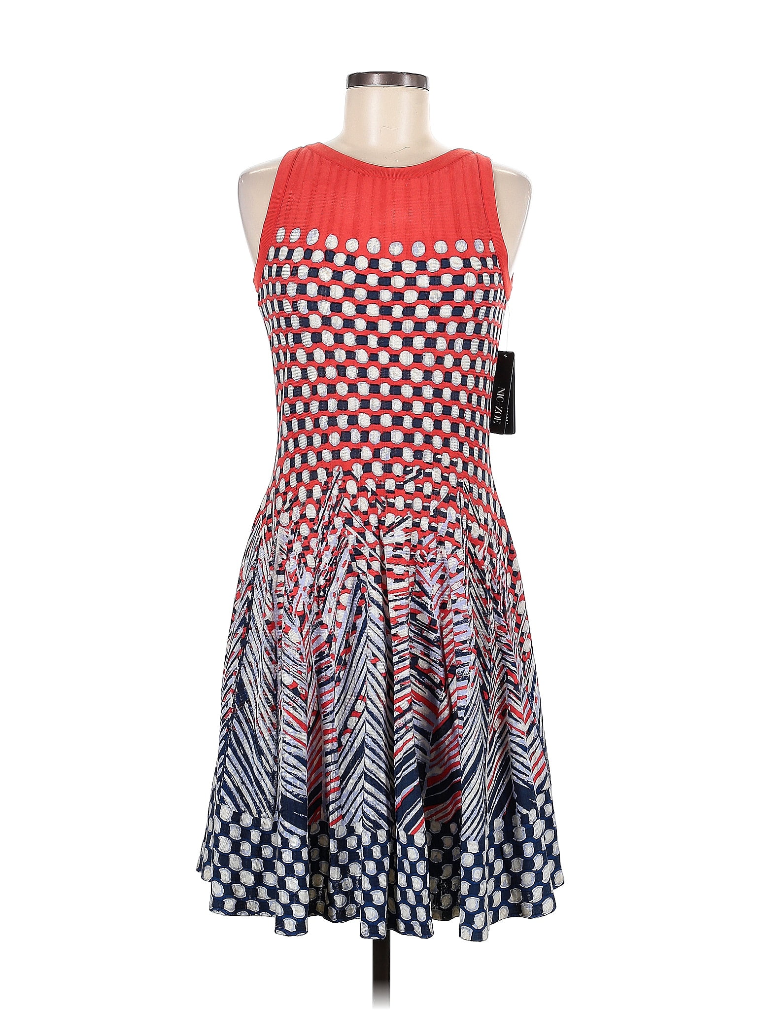 Nic + Zoe Argyle Checkered-gingham Grid Graphic Red Casual Dress Size M ...
