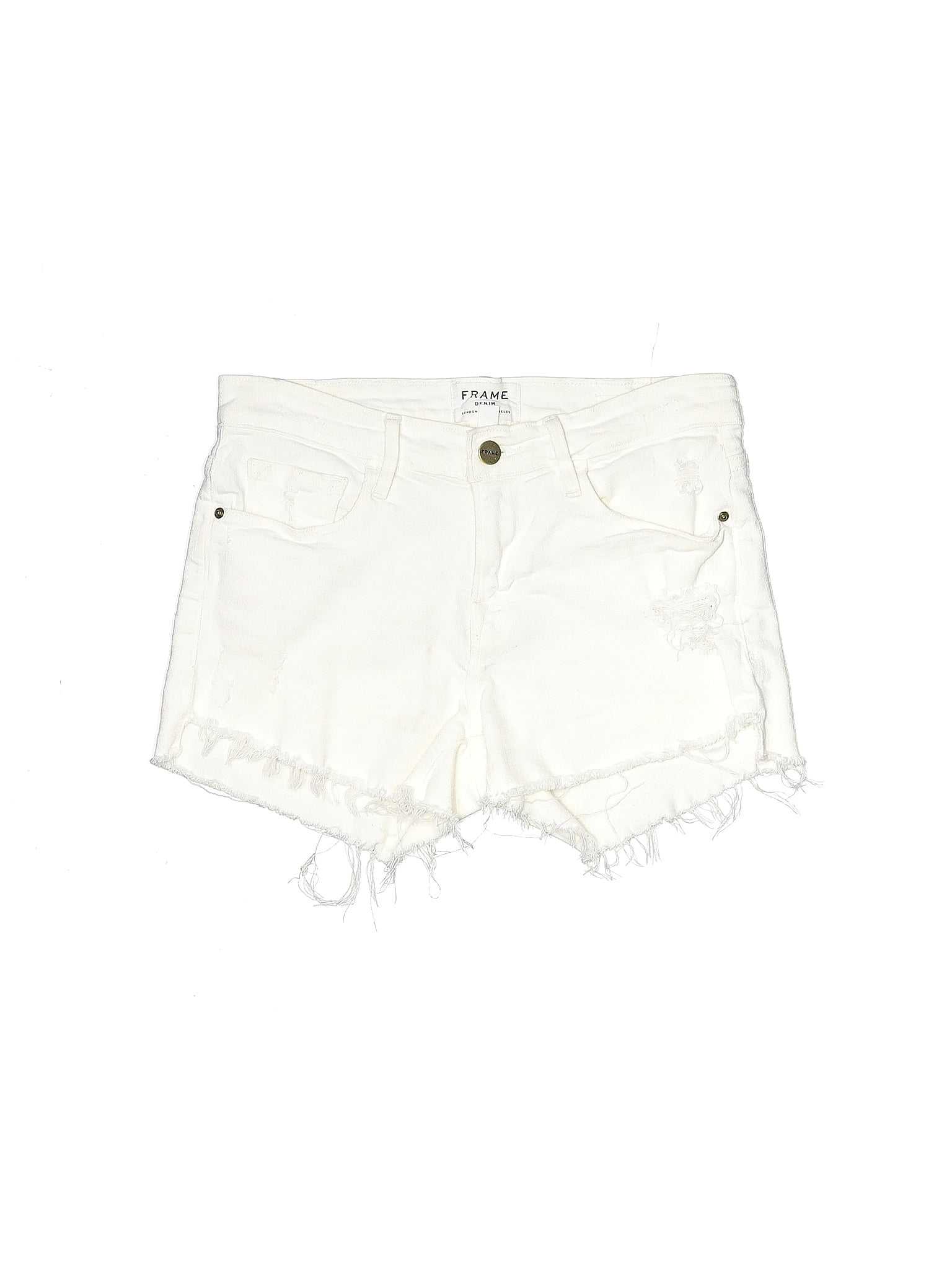FRAME Denim White Denim Shorts 25 Waist - 81% off | ThredUp