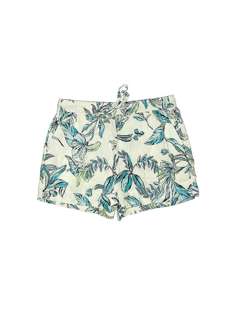 C&C California 100% Linen Floral Motif Floral Tropical Blue Shorts Size ...