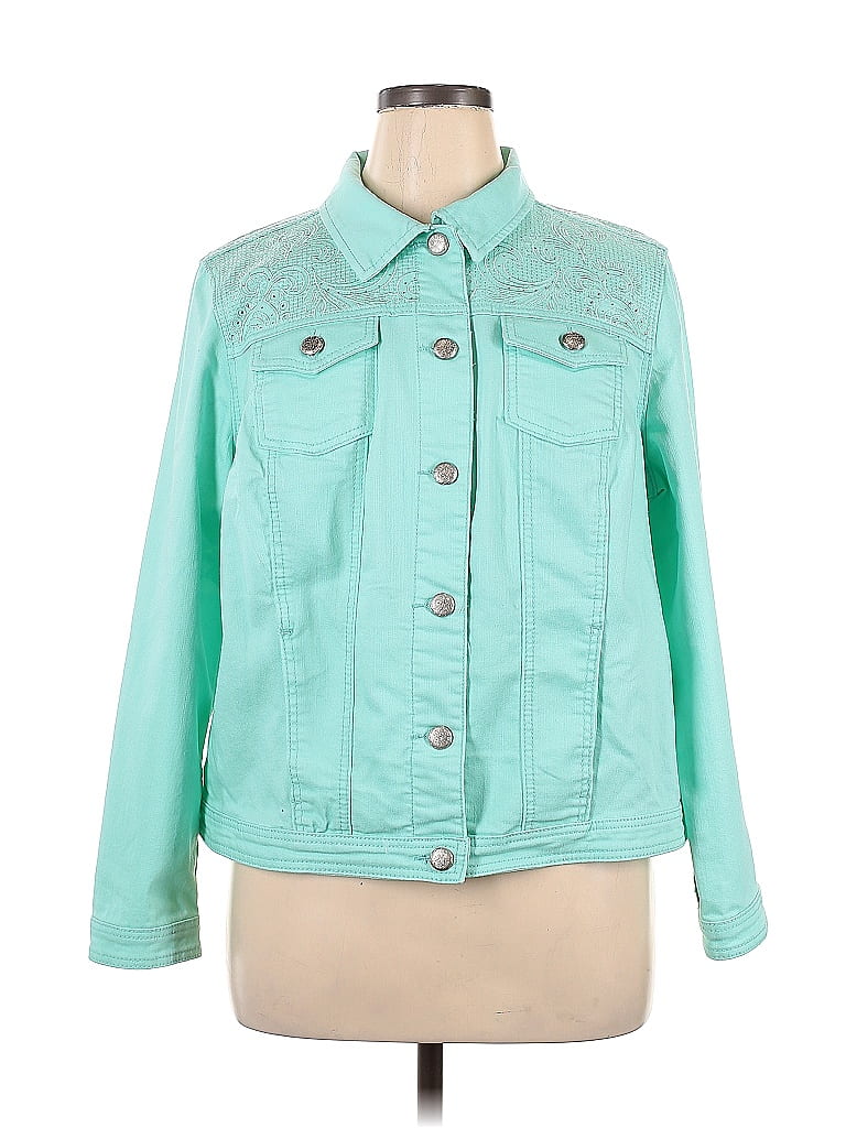 Cj Banks Teal Denim Jacket Size 1X (Plus) - 67% off | ThredUp