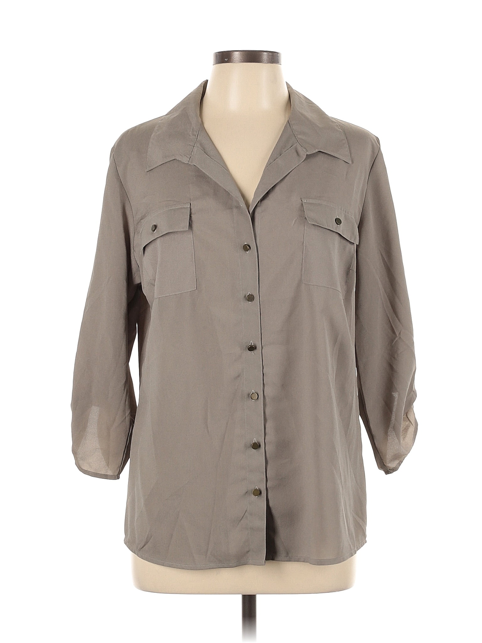 Sara Michelle 100% Polyester Gray 3/4 Sleeve Blouse Size L - 50% off ...