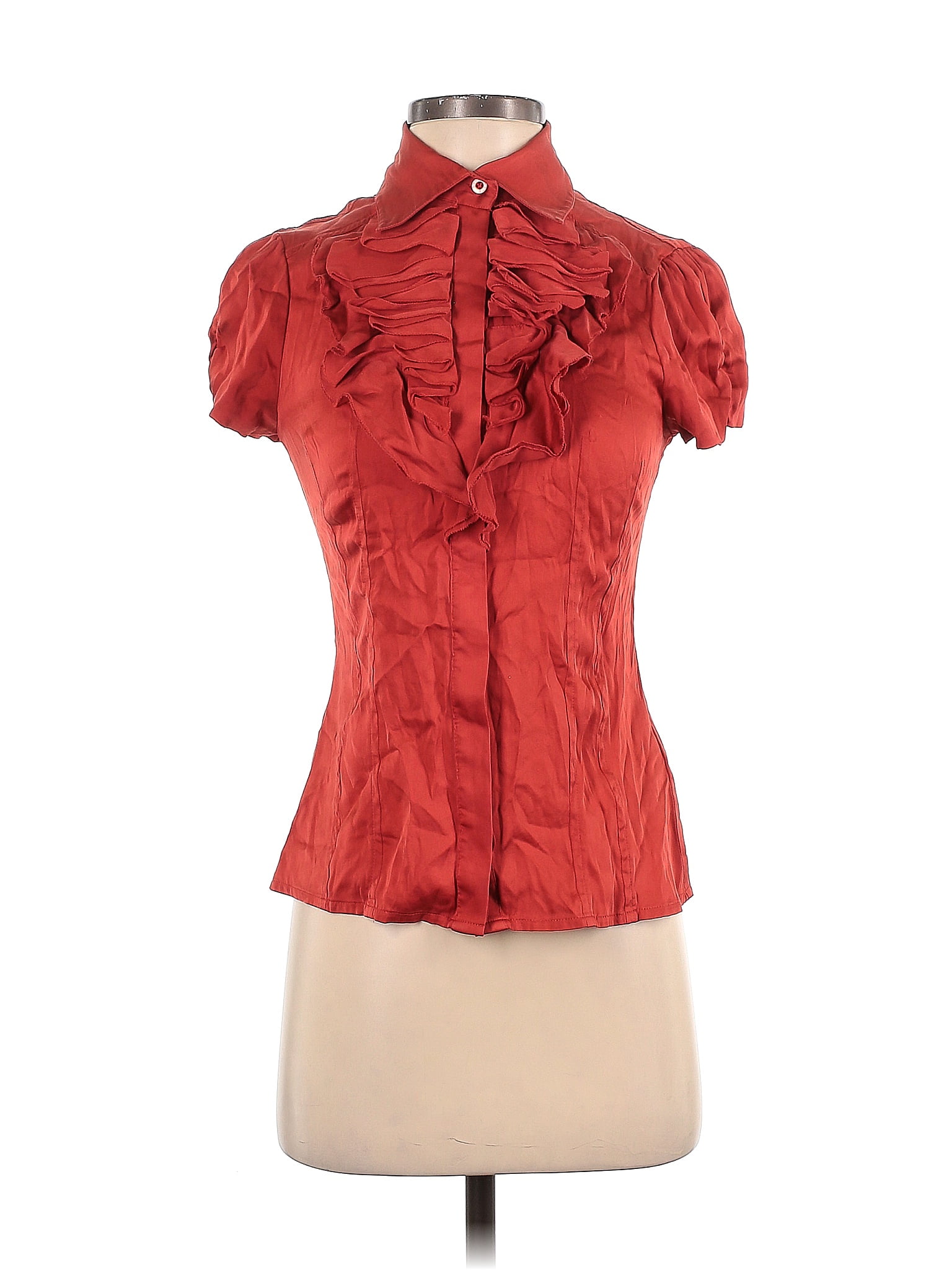 Bebe Red Short Sleeve Silk Top Size S - 65% off | ThredUp
