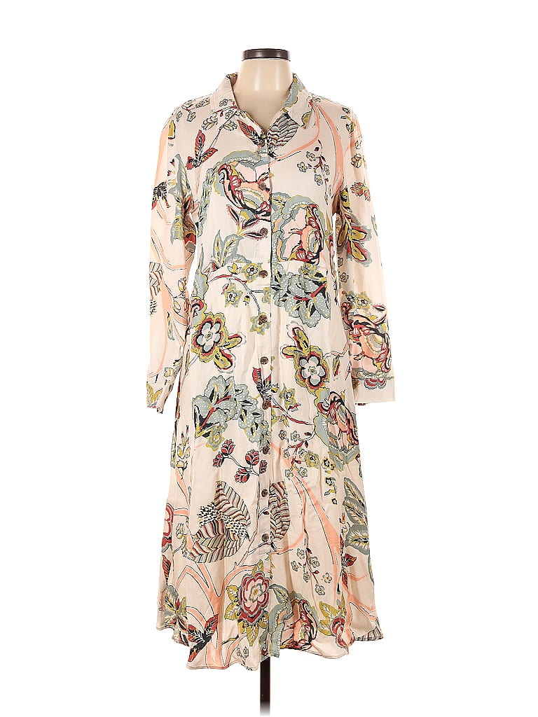 Spartina 449 100% Cupro Floral Motif Baroque Print Ivory Casual Dress ...