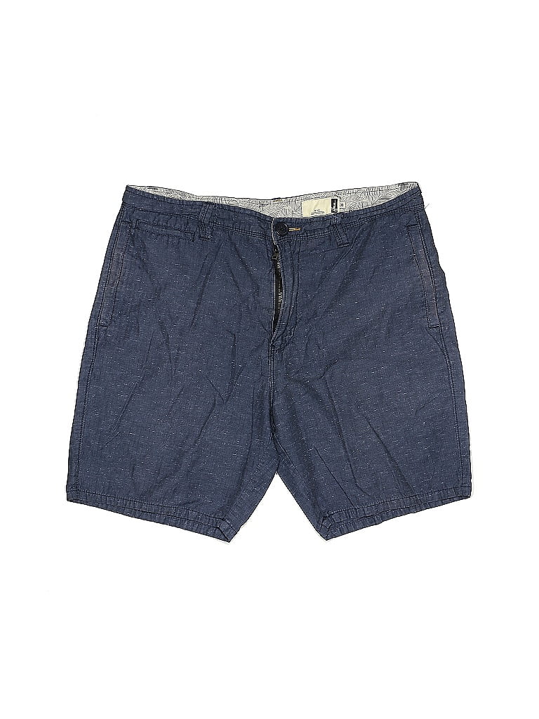 Howe 100% Cotton Solid Chevron-herringbone Blue Shorts 33 Waist - 73% ...