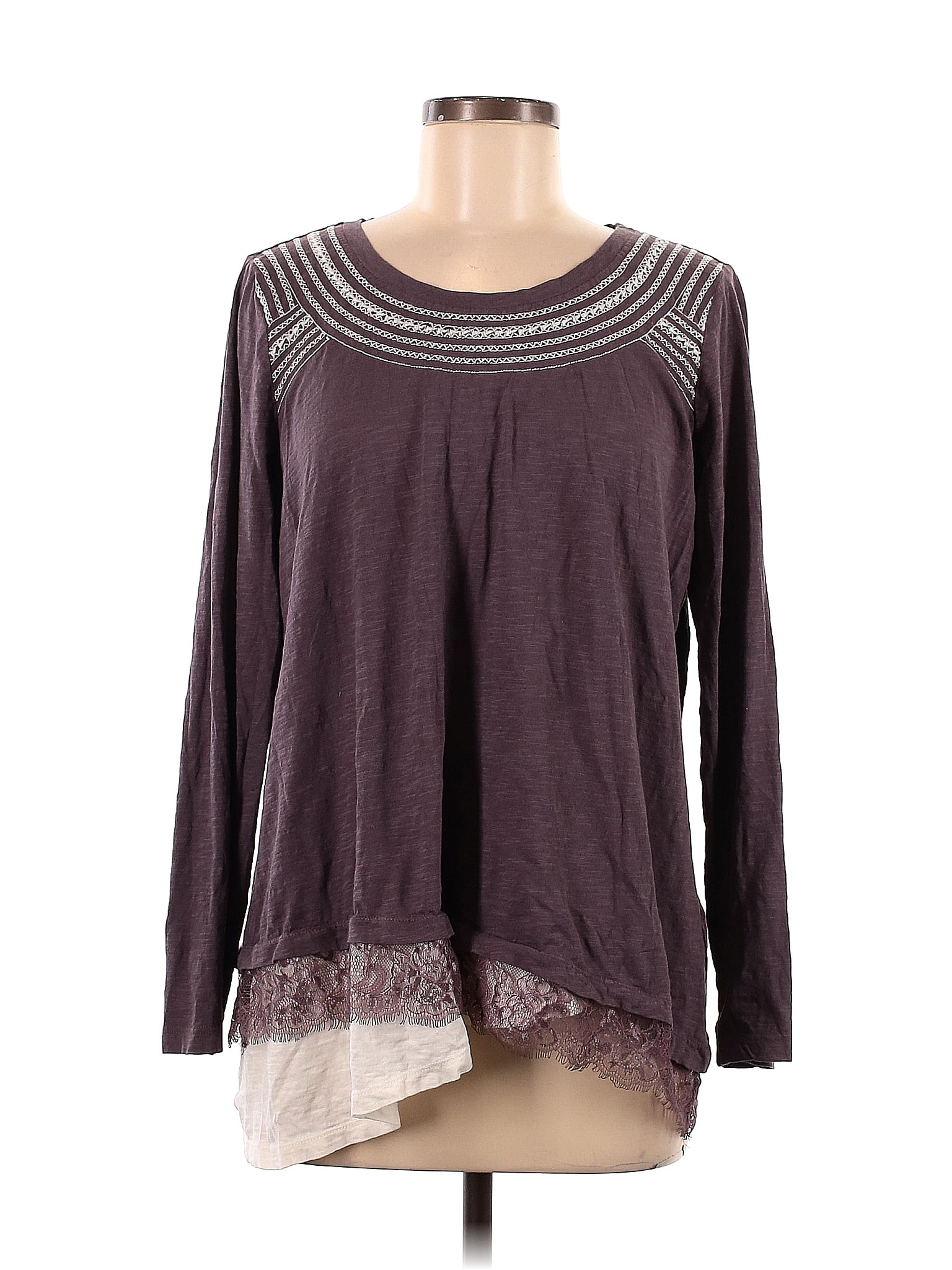 Logo By Lori Goldstein 100 Cotton Burgundy Long Sleeve Top Size Med