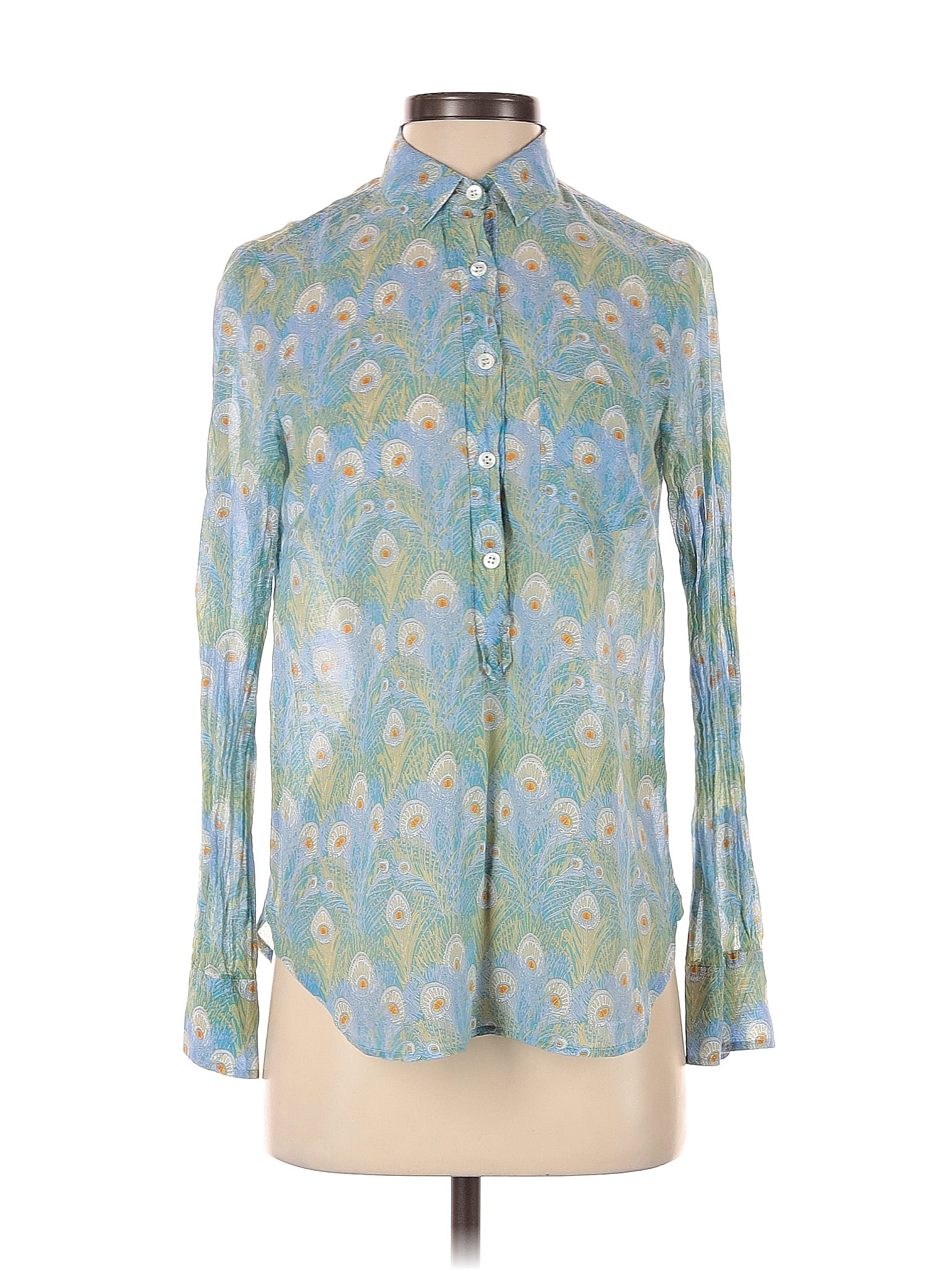 Liberty Art Fabrics for J.Crew Floral Motif Damask Paisley Baroque Print Brocade Blue Long ...