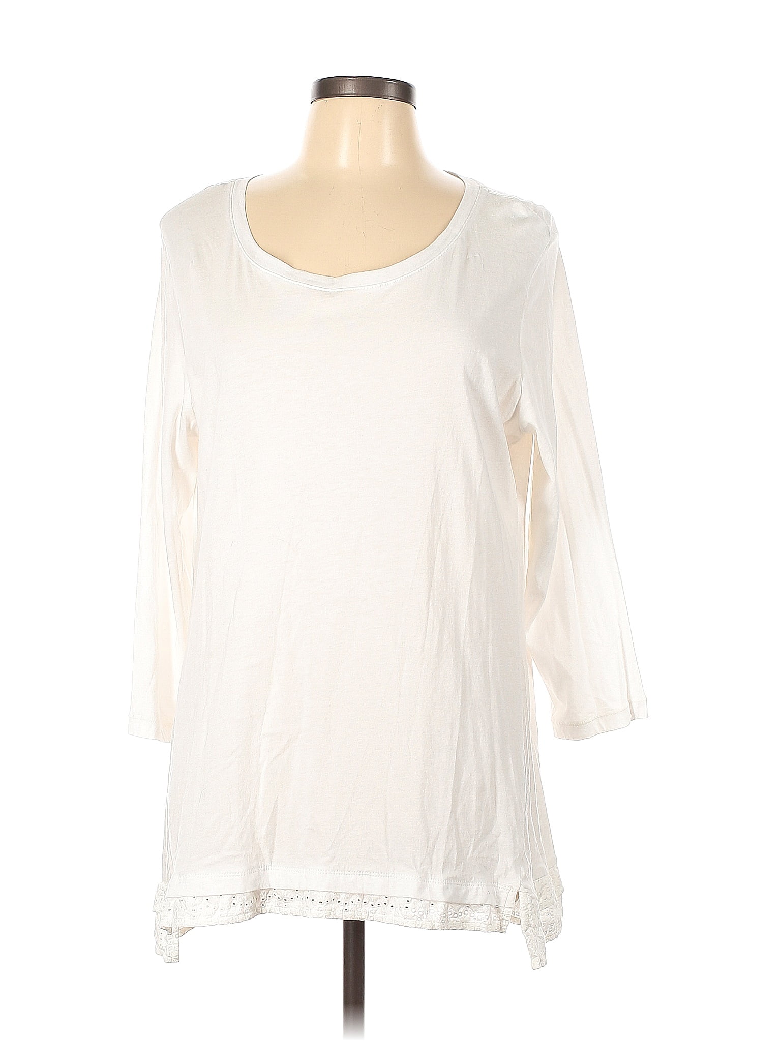 Logo By Lori Goldstein Ivory Long Sleeve Blouse Size L 71 Off Thredup