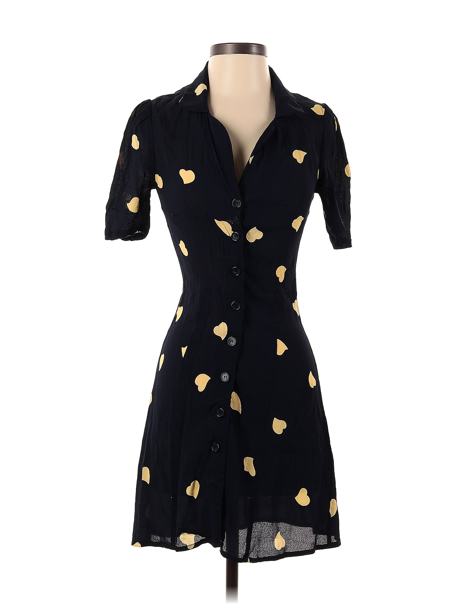 Reformation 100 Viscose Hearts Black Casual Dress Size 4 62 Off