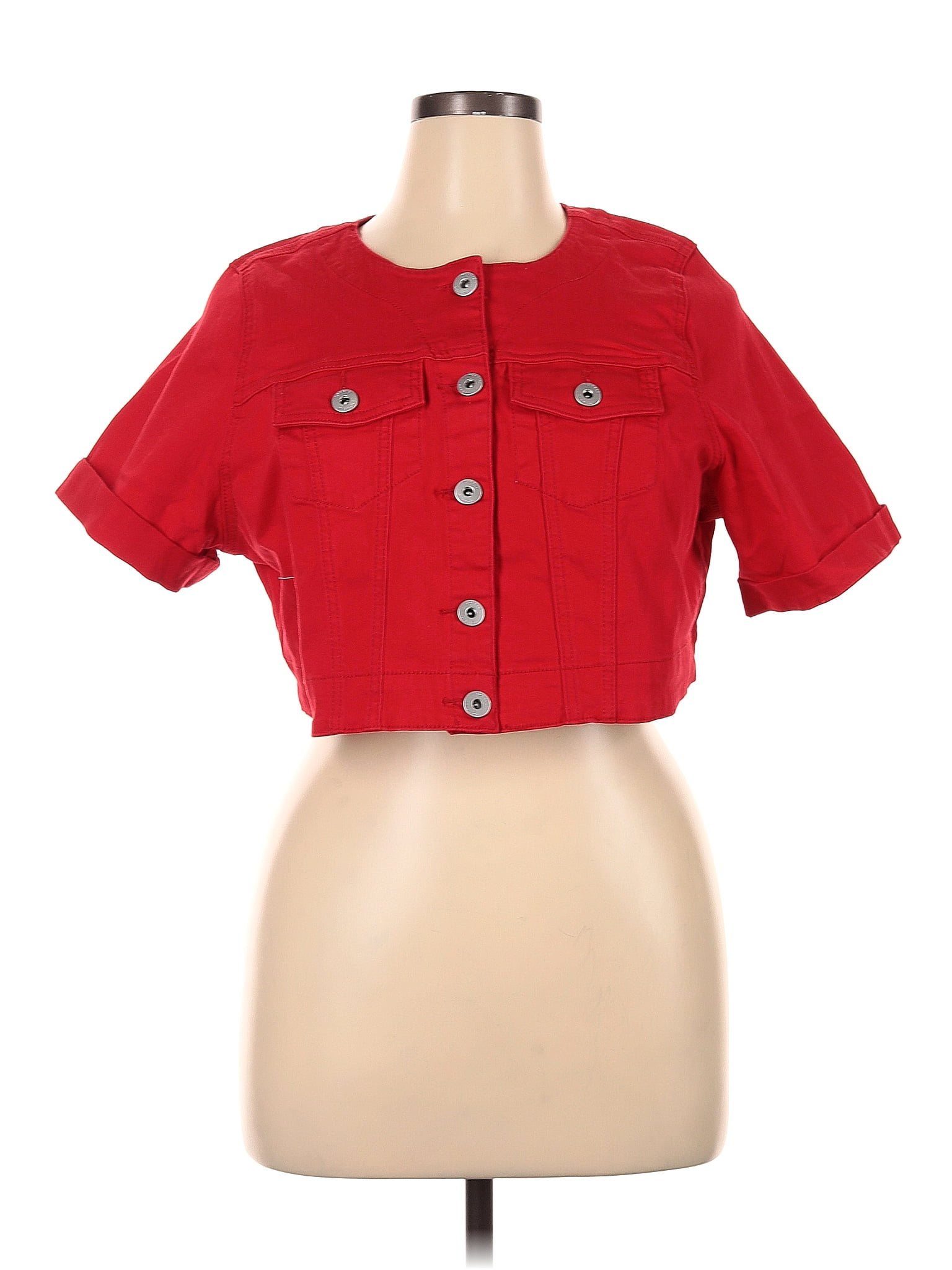 Torrid Red Denim Jacket Size 1X Plus (1) (Plus) - 49% off | ThredUp