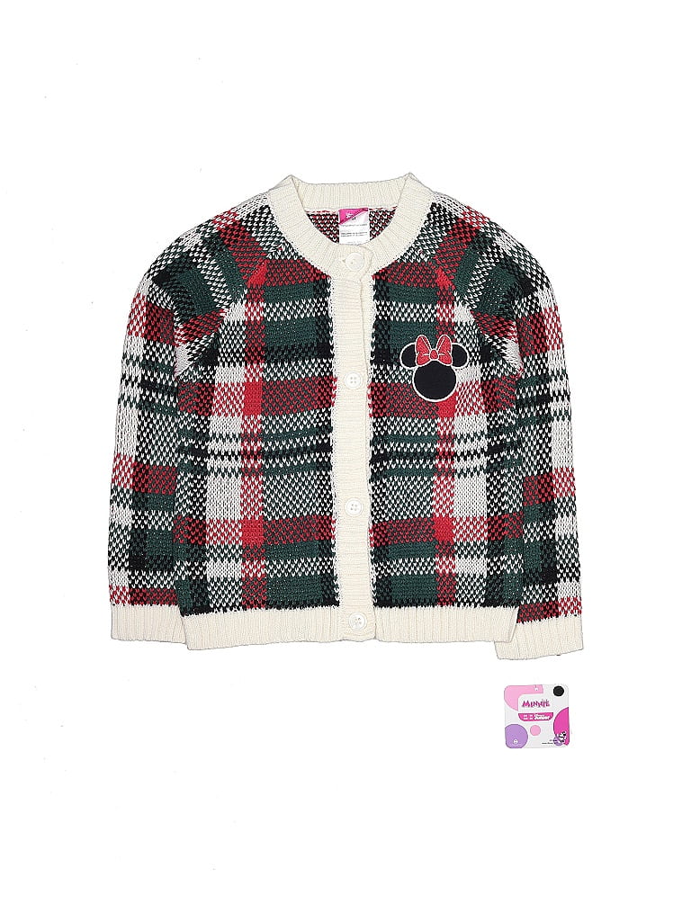 Disney 100% Acrylic Checkered-gingham Plaid White Cardigan Size 5T - 51 ...
