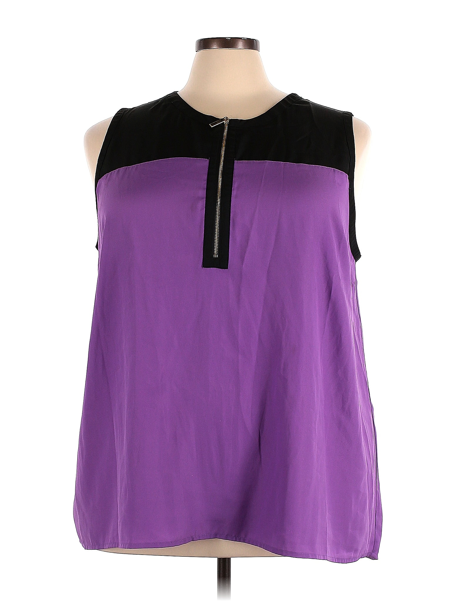 Lane Bryant 100 Polyester Purple Sleeveless Blouse Size 28 Plus 63