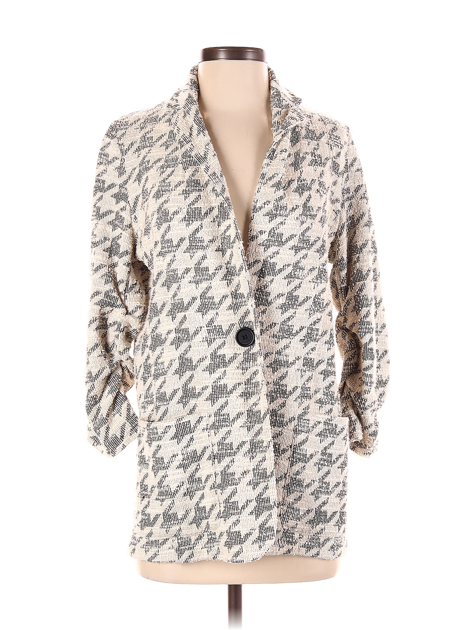 Max Studio Houndstooth Ivory Coat Size XS - 69% off | ThredUp