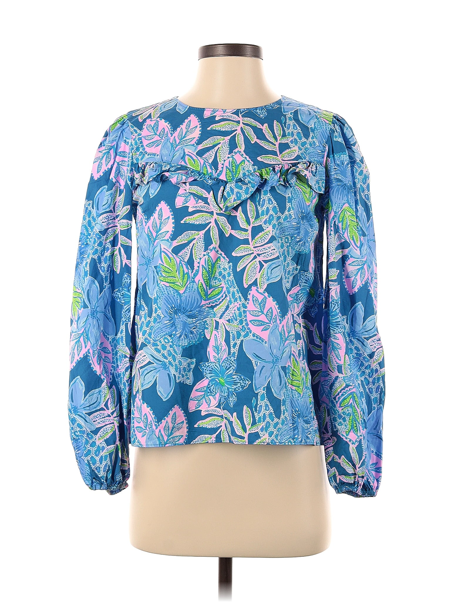 Lilly Pulitzer 100% Cotton Blue Long Sleeve Top Size XS - 69% off | ThredUp
