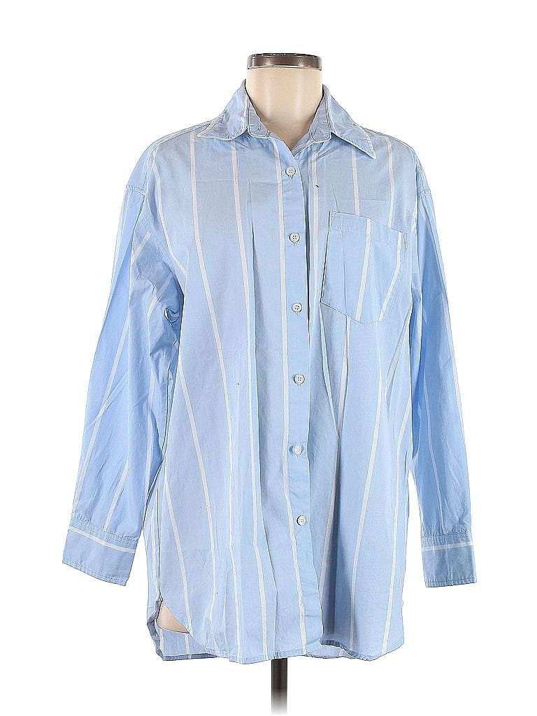 Commense 100% Cotton Stripes Blue Long Sleeve Button-Down Shirt Size M - 57% off | ThredUp