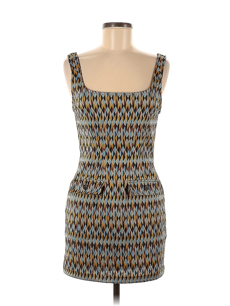 Zara Fair Isle Chevron Herringbone Aztec Or Tribal Print Blue Casual