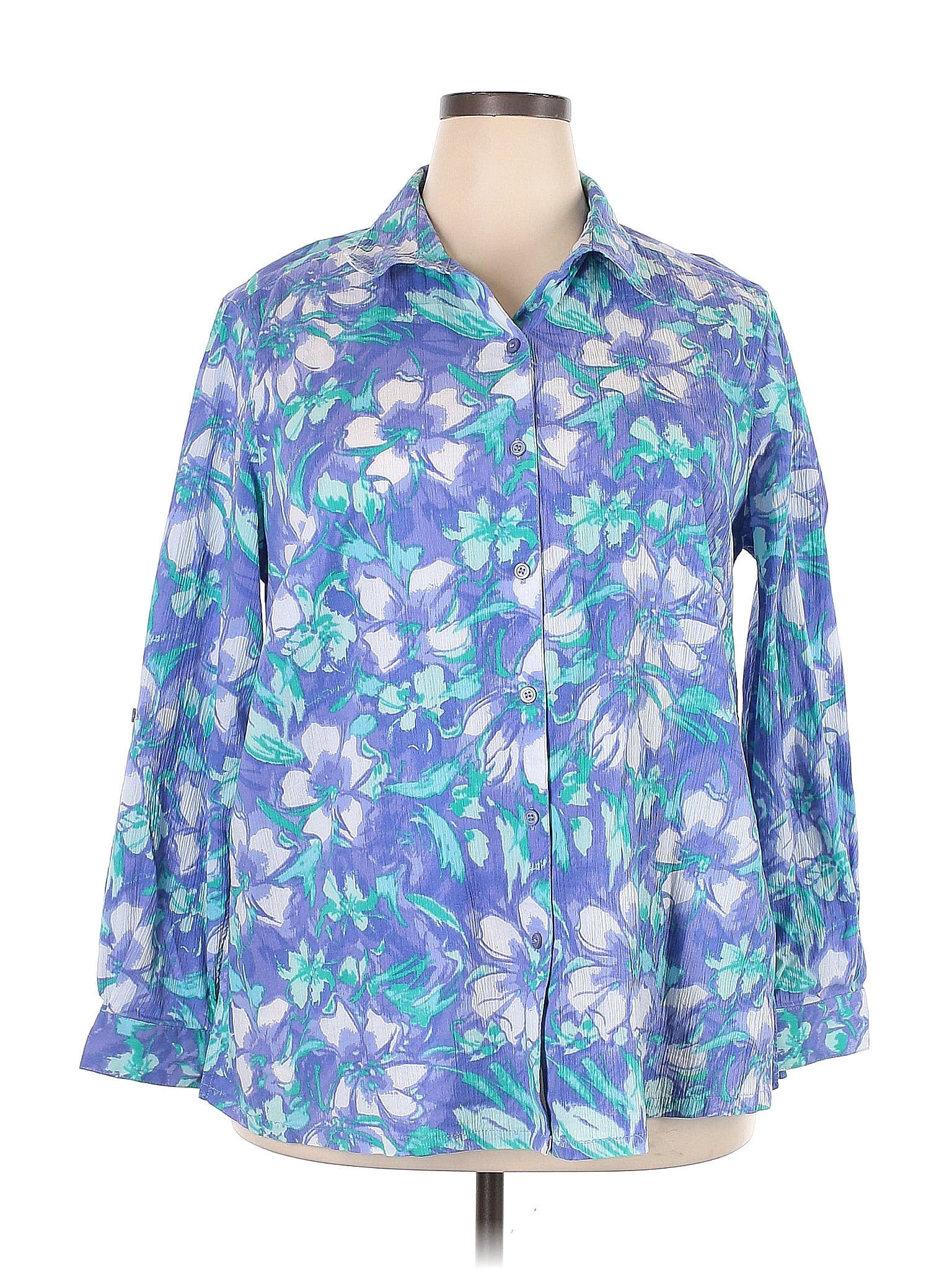 Appleseeds 100% Cotton Floral Motif Floral Batik Blue Long Sleeve ...