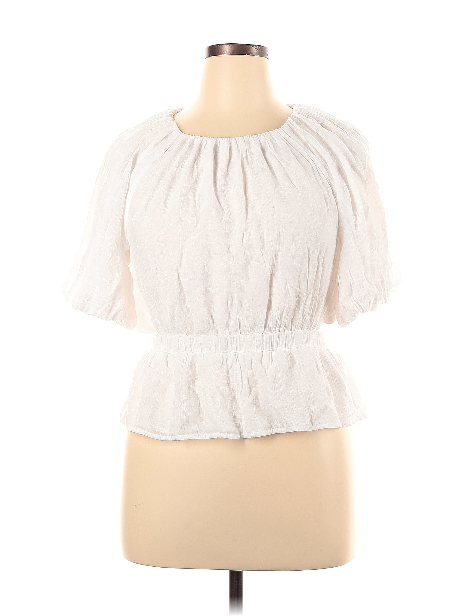 1 State White Short Sleeve Blouse Size Xl 73 Off Thredup