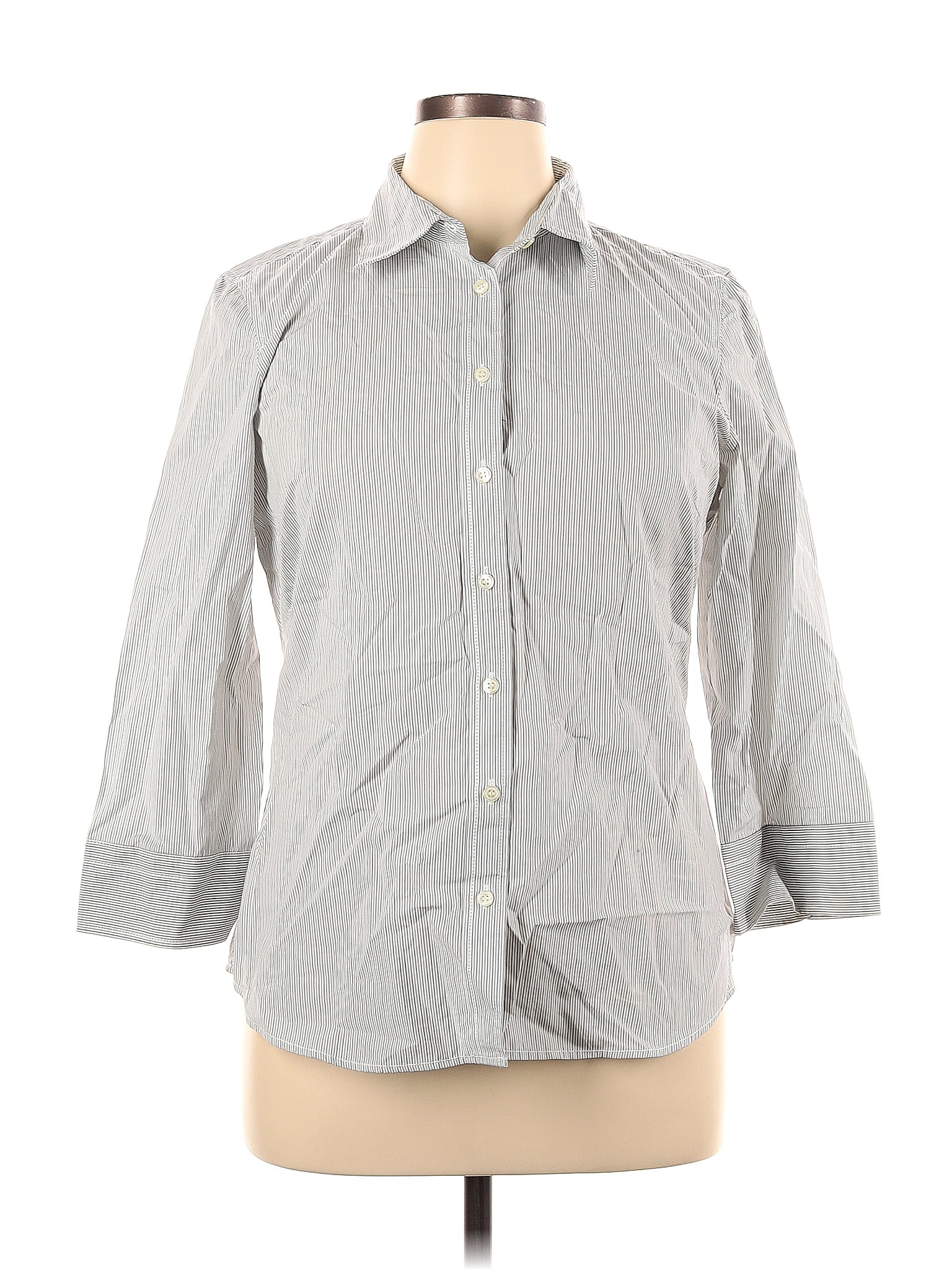 J.Crew Factory Store 100% Cotton Houndstooth Gray Long Sleeve Button-Down Shirt Size XL - 66% ...