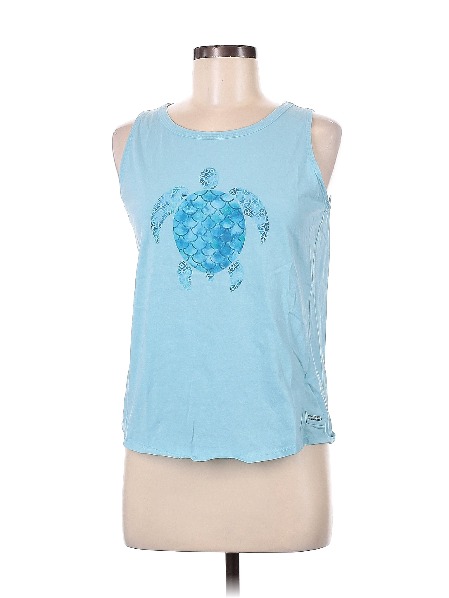 Life Is Good 100% Cotton Tortoise Blue Tank Top Size M - 43% off | ThredUp