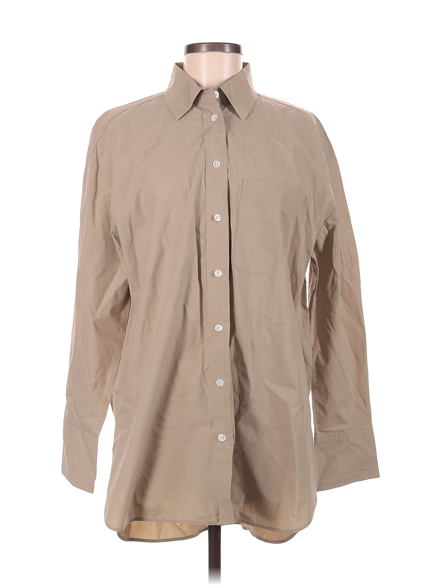 Banana Republic 100 Cotton Solid Tan Long Sleeve Button Down Shirt
