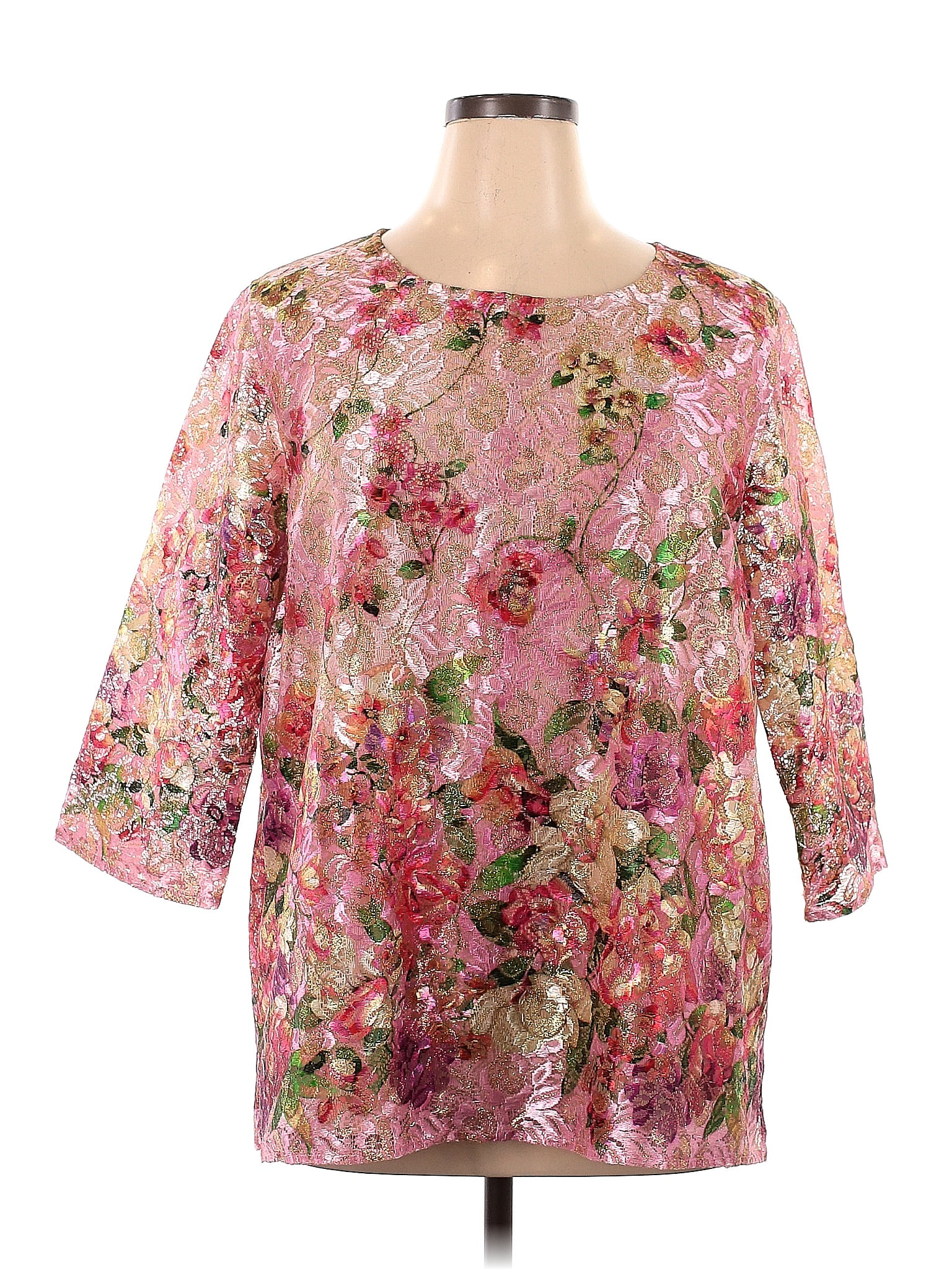 Caroline Rose 100% Polyester Pink 3/4 Sleeve Blouse Size XL - 80% off ...