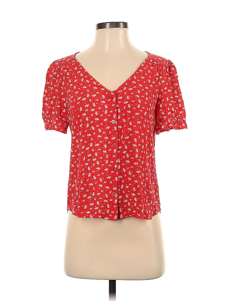 Elodie 100% Rayon Red Short Sleeve Button-Down Shirt Size S - 51% off ...