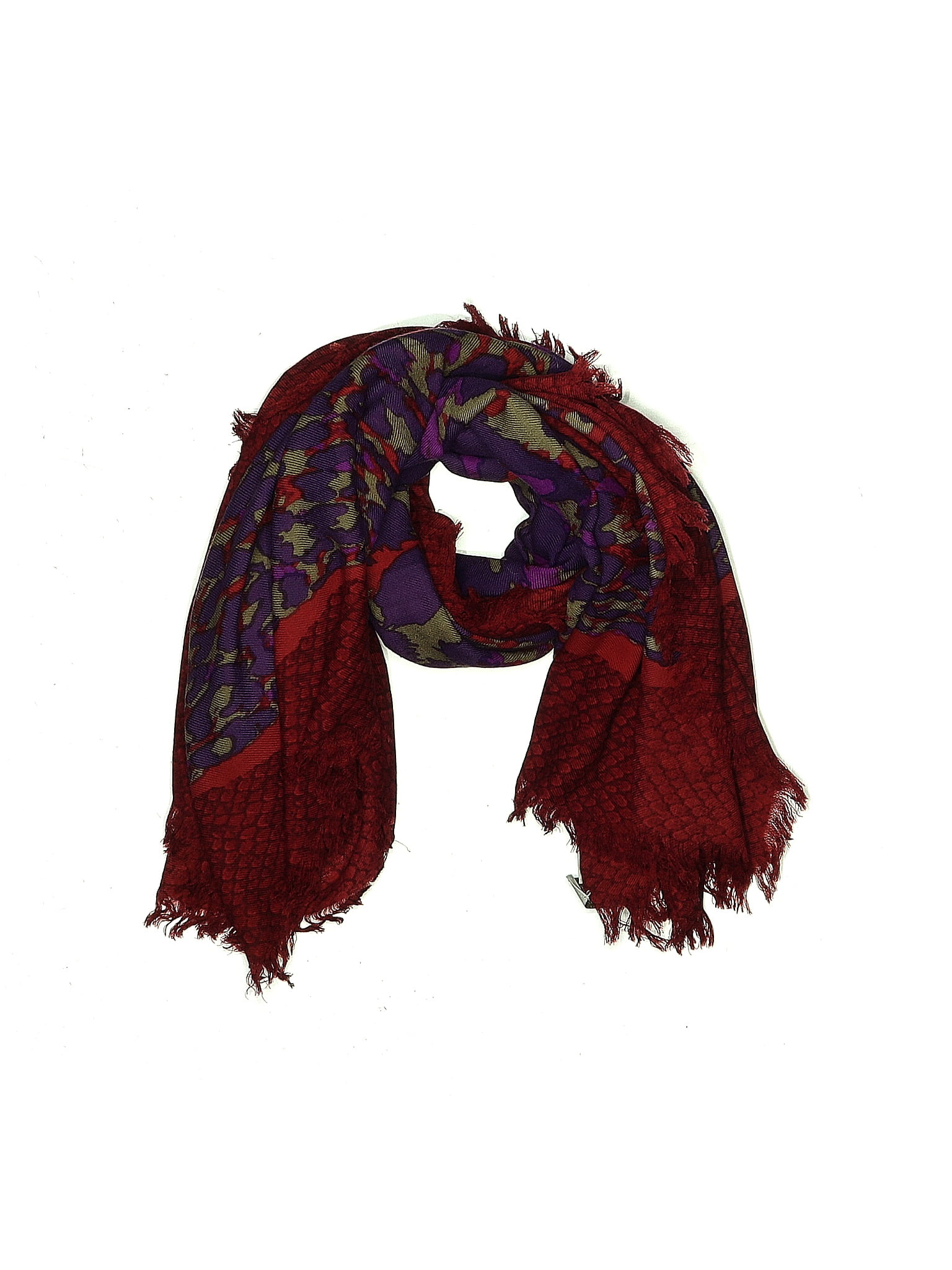 Coach 100% Wool Paisley Burgundy Animal Print Purple and Red Scarf One ...