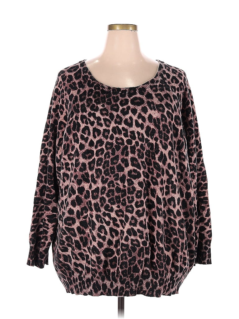 Torrid 100% Cotton Animal Print Leopard Print Pink Pullover Sweater ...
