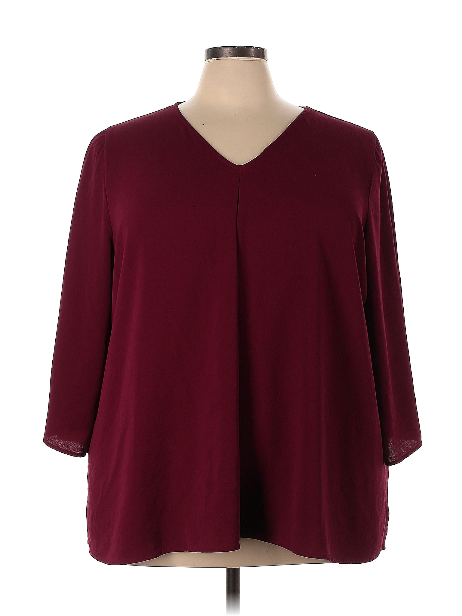 Avenue Burgundy Long Sleeve Blouse Size 26 28 Plus Plus 59 Off