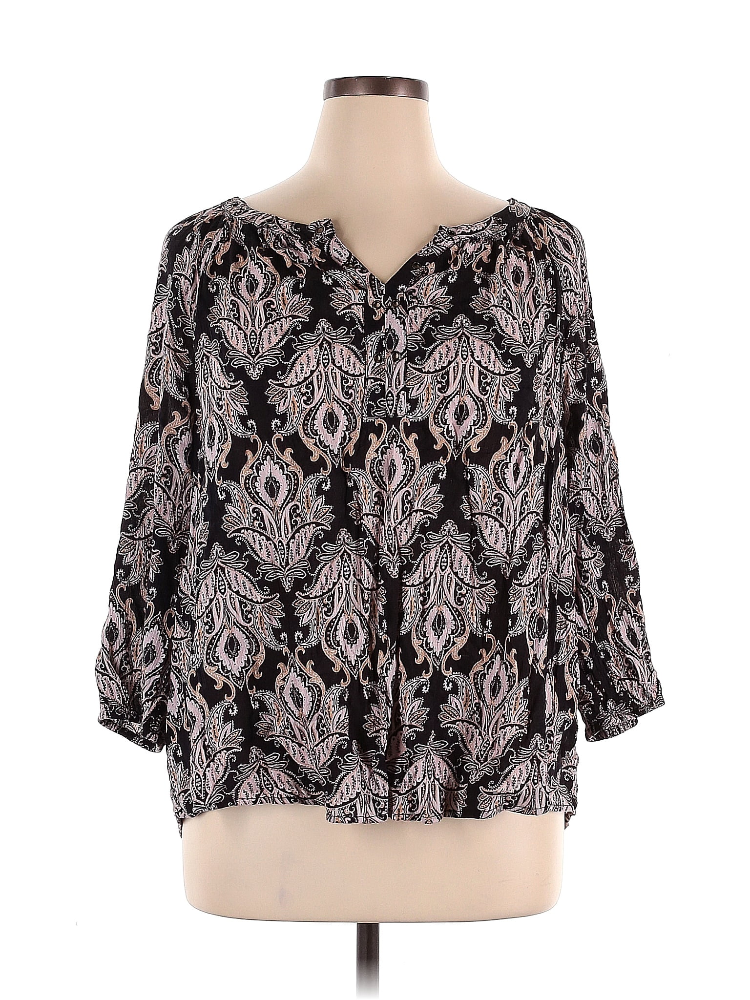 New Directions Black 3/4 Sleeve Blouse Size 1X (Plus) - 73% off | ThredUp