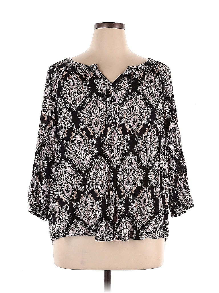 New Directions Black 3/4 Sleeve Blouse Size 1X (Plus) - 73% off | ThredUp
